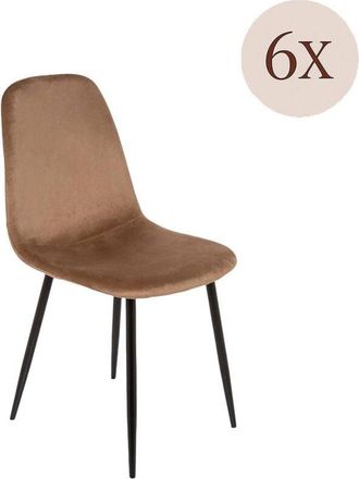 Dmora 6er-Set Pismo-Stühle, Samt-gepolsterter Sessel, gepolsterter Esszimmerstuhl, Konferenzstuhl, 45 x 56 x 87 cm, Beige