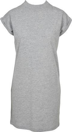 Urban Classics Damen Turtle Extended Shoulder Dress - Baumwoll Kleid mit Stehkragen & &uuml;berschnittenen Schultern, Regular Fit f&uuml;r Freizeit, Alltag & Streetwear,Grau,4