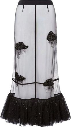 Moschino Femme, Jupes, Noir, Taille: 40 FR Jupe en tulle brod&eacute;