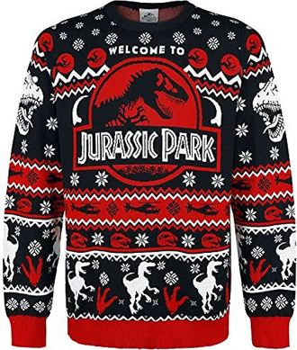 Jurassic Park Logo Homme Pull de Noël Multicolore XXL