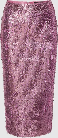 Rotate Jupe Longue Crayon Sequins Fuchsia Rose