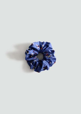 Mango Chouchou imprim&eacute; floral bleu - Femme - Taille unique - MANGO