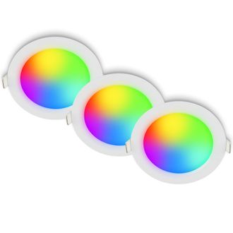 Briloner 3er Set LED Einbaustrahler 230V mit Fernbedienung, dimmbar, RGB, CCT wamweiß bis kaltweiß, Spot, Deckenspots, Einbauleuchten, Badezimmer, Einbauspots 