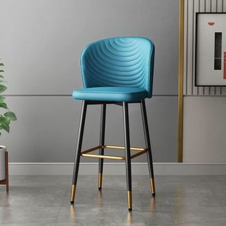 Generic Barhocker mit Kunstlederbezug, R&uuml;ckenlehne und Metallbeinen, K&uuml;chenst&uuml;hle, Tresenhocker