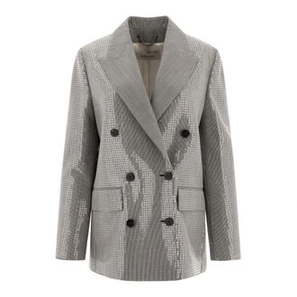 Golden Goose Femme, Vestes, Gris, Taille: 38 FR Veste de petit ami brod&eacute;e de paillettes