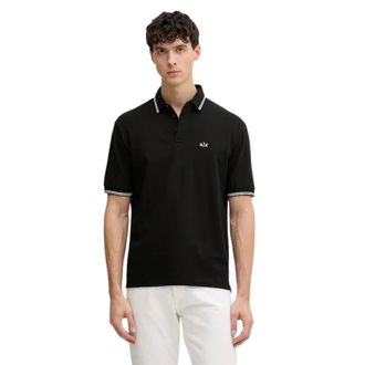 A|X Armani Exchange Homme, Tops, Noir, Taille: XL Polo Stretch Piqu&eacute; avec Bordures Contrast&eacute;es