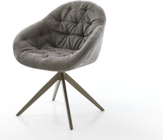 DELIFE Drehstuhl Gaio-Flex Bouclé Soft Schlamm Kreuzgestell breit Effektfinish Titan 360° drehbar Wippfunktion, Esszimmerstühle