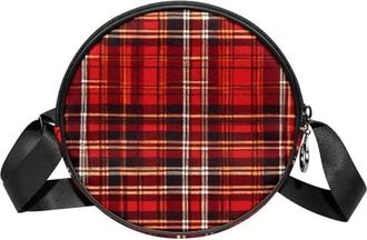 Generic Petit sac &agrave; bandouli&egrave;re Circle pour femme, sac &agrave; bandouli&egrave;re r&eacute;tro rouge avec fermeture &eacute;clair, bretelles r&eacute;glables, sac &agrave; main rond d&eacute;contract&eacute; pour 