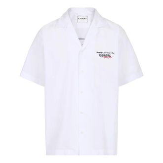 Iceberg Homme, Chemises, Blanc, Taille: 2XL Chemise &agrave; Manches Courtes Popeline Coupe Confort
