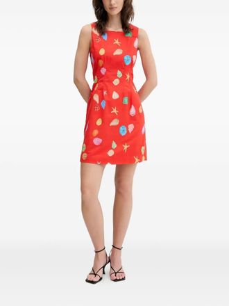 Never Fully Dressed Schleifen-Minikleid mit Muschel-Print - Rot