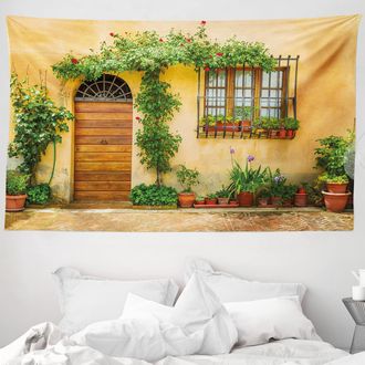 Abakuhaus Italien Wandteppich und Tagesdecke, Leben in der Stadt in der Toskana aus Weiches Mikrofaser Stoff Waschbar ohne Verblassen Digitaldruck, 230 x 140 cm