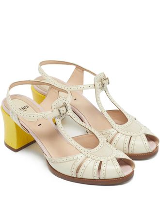 Fendi sandales Chameleon &agrave; talon &eacute;pais et d&eacute;coupes - Tons neutres