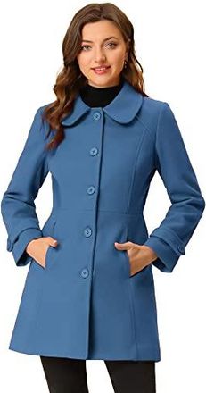 Allegra K Manteau dhiver pour femmes à col claudine et boutonnage sur le devant Costume dHalloween Bleu Marine XS