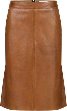 Iceberg Femme, Jupes, Brun, Taille: 36 FR Jupe Midi en Cuir avec Volant