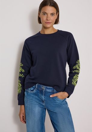 Cecil Sweatshirt CECIL, Damen, Gr. XXL (46), blau (urban dunkelblau), Sweatware, 65% Baumwolle, 35% Polyester, bedruckt, comfort fit, Rundhals, B&uuml;ndchen, Sw