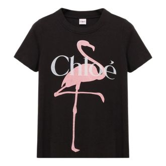 Chlo&eacute; T-Shirt mit Logo und Print - - Tops - Damen - Schwarzk - S