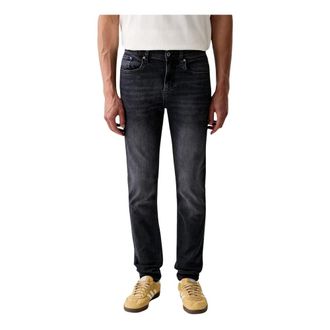 Karl Lagerfeld Logo-Print Whiskered Slim-Fit Jeans - - Jeans - Herren - Schwarzk - W30 L32