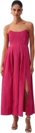 Liu Jo Femme, Robes, Rose, Taille: 36 FR Bustier Slit Taffeta Midi Dress