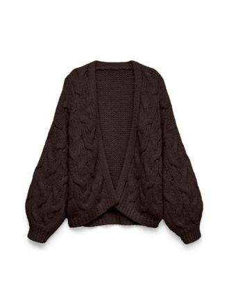 Vero Moda Strickjacke VMMAYBE LS OPEN CABLE CARDIGAN NOOS Kunstfaser, mit Zopfstrickmuster