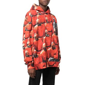 424 Homme, Sweatshirts et sweats &agrave; capuche, Orange, Taille: M Sweat &agrave; Capuche Graphique Orange Style Urbain