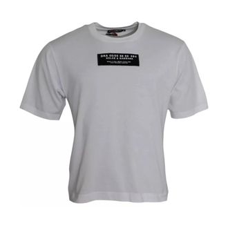 Dolce & Gabbana Casual T-Shirt mit DG-Applikation - - Tops - Herren - Wei&szlig; - XS