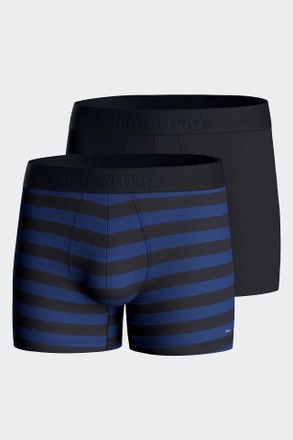 Eden Park Lot De Deux Boxers Unis Et Cercl&eacute;s En Jersey De Coton Stretch Marine