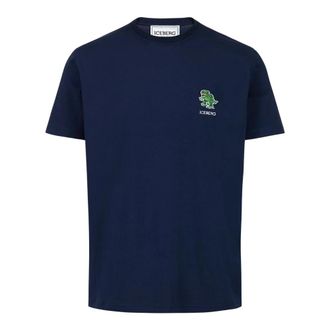 Iceberg Slim Stretch Baumwolljersey T-Shirt mit Dinosaurier-Patch - - Tops - Herren - Blau - L