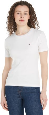 Tommy Hilfiger Damen T-Shirt Kurzarm New Cody Slim Crop Mock-Rollkragen, Weiß (Ecru), M