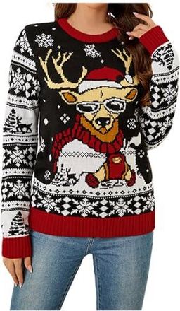 Generic Pull Noel Femme Pull De Noel Femme Pulls De Noël Jacquard Knitted Rond Long