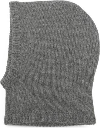 Soft Goat Cashmere Ribbed Balaclava - Grey