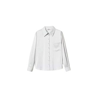 Twinset Femme, Blouses et Chemises, Gris, Taille: 36 FR Chemise en satin avec bouton bijou