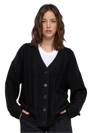 Urban Classics Damen Strickjacke Ladies Cabel Knit Cardigan Black 4XL