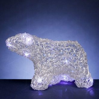 Best Season LED Eisb&auml;r gehend Christal lights Batteriebetrieb weiss 006-02