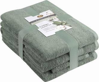 Gözze Frottier-Set, 2 Handtücher (50 x 100 cm), 2 Duschtücher (70 x 140 cm) und 2 Gästetücher (30 x 50 cm), 100% Baumwolle, 480 g/m² - Jade