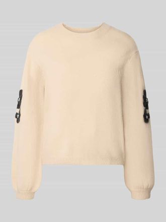 Christian Berg Strickpullover aus Wolle mit Stitchings und Perlen