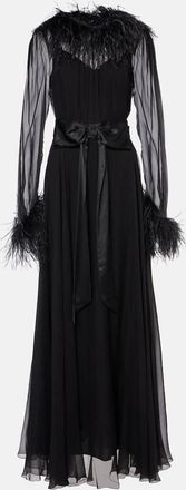 Dolce & Gabbana Robe aus Seidenchiffon mit Federn