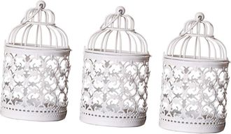 Pretyzoom 3 STK Hohler Vogelkäfig-kerzenhalter Kerzenhalter Für Zuhause Led-Kerzen Mini-Kerze Kerzenbecher Einfacher Heimdekoration Neuartiger Schmiedeeisen Wei