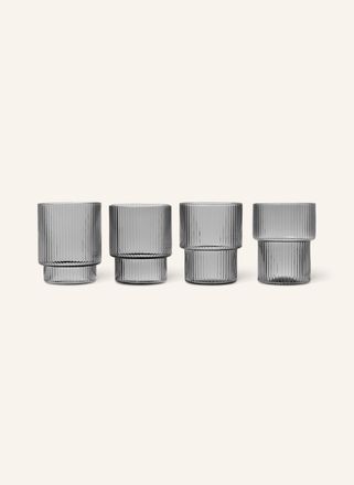 Ferm Living Ferm Living 4er-Set Trinkgl&auml;ser Ripple grau