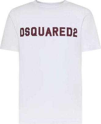 Dsquared2 Homme, Tops, Blanc, Taille: XL T-shirt &agrave; col rond