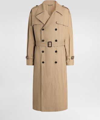 Dolce & Gabbana Crinkled Effect Cotton Trench Coat - Mann M&auml;ntel Und Jacken Beige 48