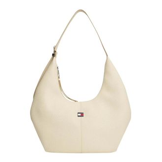 Tommy Hilfiger Flag Plaque Slouch Hobo Bag - - Bags - Damen - Beige - ONE SIZE