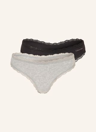 Calvin Klein 2er-Pack Strings Cotton Stretch grau