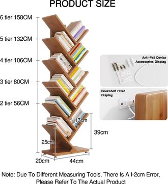 Generic Baumf&ouml;rmiges B&uuml;cherregal, vertikales B&uuml;cherregal, schmales B&uuml;cherregal, geeignet for Wohnzimmer und Arbeitszimmer, kann CDs, Filme und B&uuml;cher aufbewah