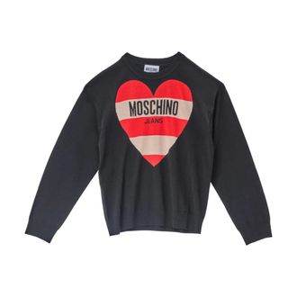 Moschino Femme, Pulls, Noir, Taille: 42 FR Maglia Righe Logo