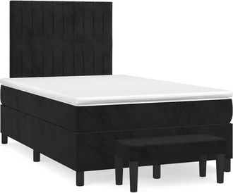 vidaXL Boxspringbett mit Matratze Schwarz 120x190 cm Samt Vidaxl