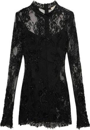 Blumarine Robe mi-longue en dentelle brod&eacute;e - Femme - Robes - Noir - Taille: 38 FR
