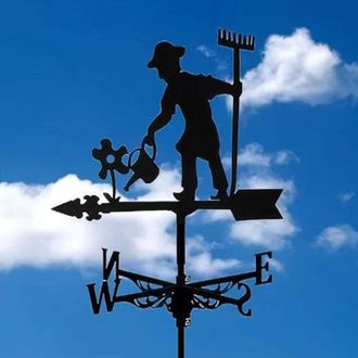 Generic Schwarze Wetterfahne aus Metall Zur Anzeige der Windrichtung Im Au&szlig;Enbereich f&uuml;R Hof Garten Bauernhaus Scheune Schuppen oder Terrasse(C3)