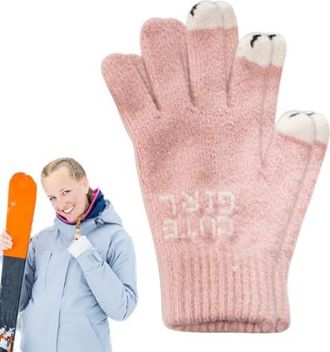 Generico Gants dhiver pour femme - &Eacute;cran tactile en cachemire synth&eacute;tique | Gants tricot&eacute;s et chauds : protection &eacute;l&eacute;gante pour les mains par temps froid pour 