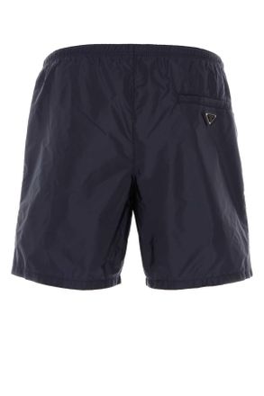 Prada Mens Navy Blue Nylon Swimming Shorts Blu Costumi Da Bagno Swimwear
