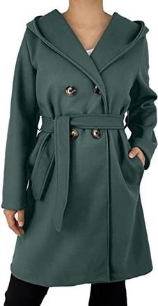 JOPHY & CO. Manteau à boutonnage croisé avec poches et boutons, pour femmes cod.6595 (FR/ES, Alpha/lettres, XL, Taille normale, Taille normale, Vert Bouteille/1)